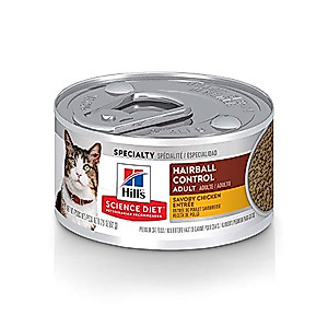 Hill's Science Diet Adult Hairball Control Wet Cat Food, Savory Chicken Entrée, 2.9 oz. Cans, 24-Pack