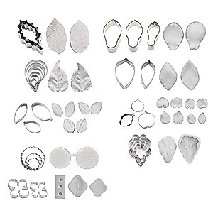 Art KITCHENWARE Sugarpaste Flower Making Tools 9pairs Petal Leaf Silicone Veiner Veining Molds 9sets Matched Fondant Cutters Hydrangea Tulip Carnation
