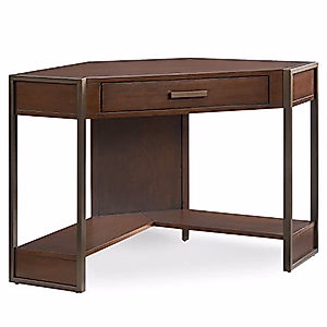 Leick Home Riley Holliday Computer Desk with Dropfront Keyboard Drawer, Furniture, Espresso/Gold