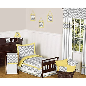 Sweet Jojo Designs Fitted Crib Sheet for Yellow and Gray Chevron Zig Zag Baby/Toddler Bedding - Yellow