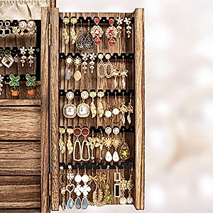 Poyilooo Jewelry Box Organizer, Large Jewelry Boxes for Women, Great Storage Earring Organizer Display for Necklace Earring Ring Bracelet, Rustic Wood Jewelry Organizer Box for Girls, Ideal Gift