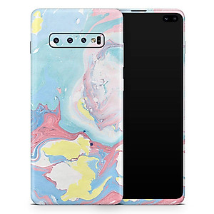 DesignSkinz Marbleized Swirling Cotton Candy Protective Vinyl Decal Wrap Skin Cover Compatible with The Samsung Galaxy S20 (Screen Trim & Back Glass Skin)