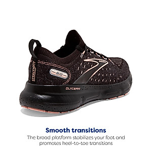Brooks Women’s Glycerin StealthFit 20 Neutral Running Shoe - Black/Pearl/Peach - 8 Medium