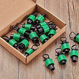 Hotop 20 Pieces 1/2 Inch Drip Tubing End Drip Irrigation Tubing End Cap Plug Universal End Cap Fitting Drip Tubing End Plug Connectors for 1/2 Inch Tubing for Garden Greenhouse, Flower Bed, Lawn