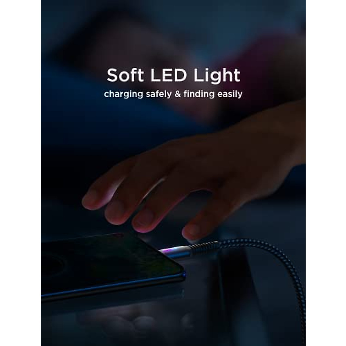 LISEN 3.2A USB C Cable Fast Charger [2 Pack/6.6FT], USB A to USB C Charger Cable Fast Charging Cord with LED Light and Rubber-Sleeved SR Compatible with Samsung Galaxy S20/S10/S9/Note 10/9