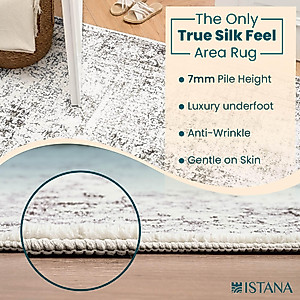 Istana 5x7 Rugs - White Cream/Grey Area Rug - Kid & Pet Friendly Living Room Area Rugs 5x7 - Non Shedding Plush Area Rugs 5x7 - Foldable 5x7 Rugs for Bedroom - Eco-Friendly 5x7 Washable Area Rug