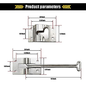 GKmow 2 PCS Car Door Latch, 6In Silver Cargo Door Hook Lock, 304 Stainless Steel Fixed Hook Car Tail Door Replace GL-16516S, Universal Truck RV Camper Baggage Door Latch