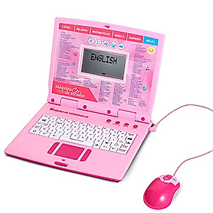 LESHITIAN Kids Educational and Bilingual Laptop Spanish/English,130 Learning Modes, Laptop for Kids Ages 3+