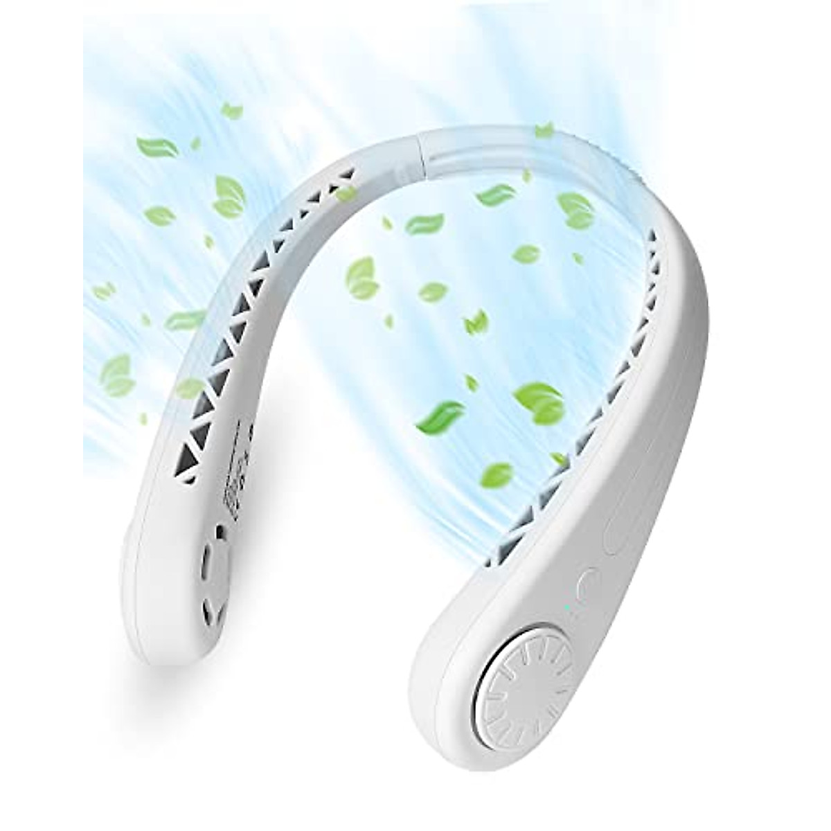 Neck Fan, Portable Bladeless Personal Fans Rechargeable , Small Hands Free Hanging Cooling USB Fan, 3 speeds wind, Free Adjustment Width, Wearable for Weeding Camping Sports Travel Outdoor. (white)