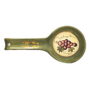 ACK Ceramic Spoon Rest (Grape),Cooking Spoon Holder for Kitchen Counter, Utensil Rest for Spoon, Ladle, Spatula, Kitchen Décor