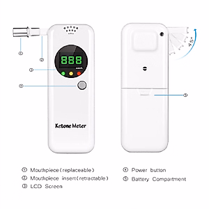 Ketone Breath Breathalyzer, Ketosis Breath Meter, Digital Ketosis Test with 10 Mouthpieces