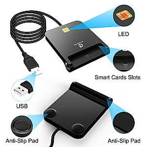 ZOWEETEK CAC Reader Military, CAC Card Reader Military, Smart Card Reader Military, Compatible with Windows, Mac OS and Linux