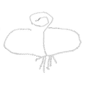 Women's Lingerie Chain Set Cross Enticing Tassel Body Link Harness Metal Chain Set Metallic