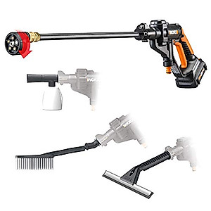 WORX Cordless Hydroshot Portable Power Cleaner, 20V Li-ion (2.0Ah), 320psi, 20V Power Share Platform with Cleaning Accessories WG629.1