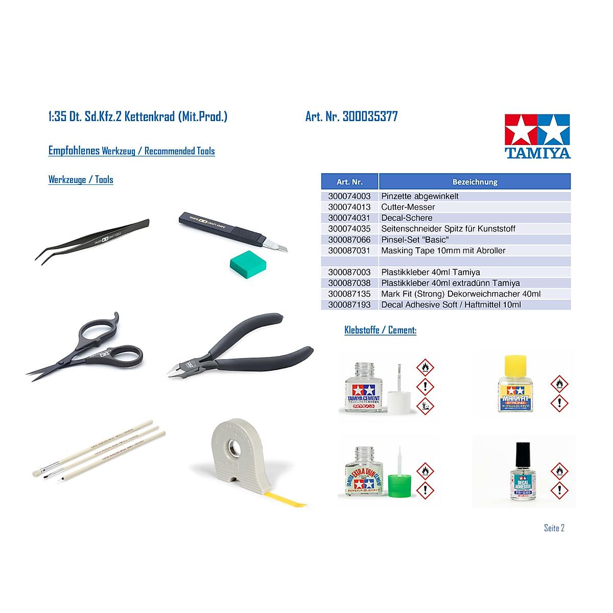 Tamiya 1/35 German Sd.Kfz.2 Kettenkraftrad TAM35377 Plastic Models Armor/Military 1/35