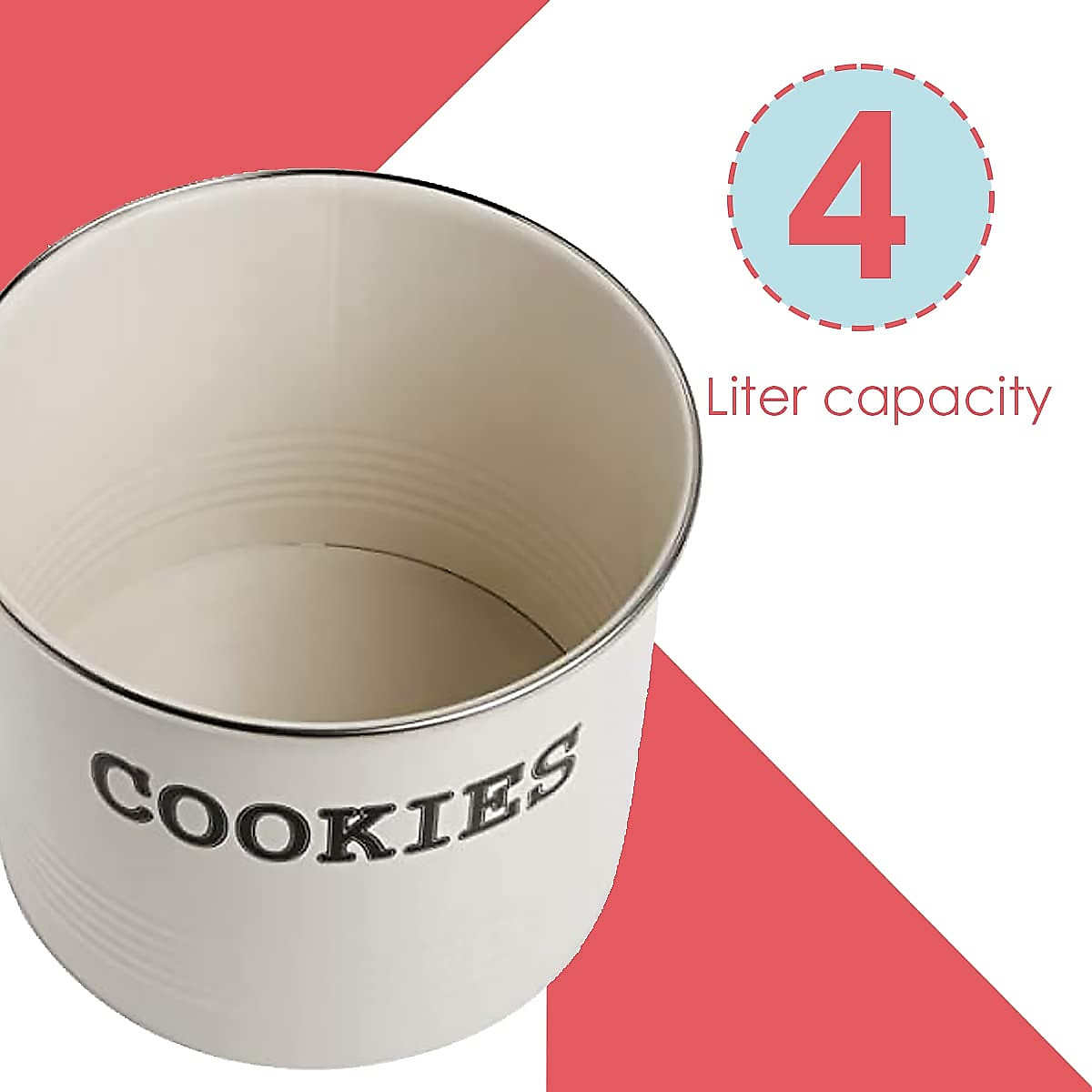 Home Basics Large Cookie Jar (Ivory) Cookie Jars For Kitchen Counter | Cute Cookie Jar With Lid