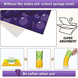 Whaline Swedish Kitchen Dishcloths 6Pcs Fruit Reusable Dish Towels Cotton Absorbent Dish Cloth for Summer Holiday Fruit Party Cleaning Housewarming, 6.7 x 7.7 Inch