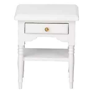 Nightstand Cabinet Model, Lightweight Non-Toxic Fashionable Appearance White Nightstand Model with Drawer for Dolls Bedroom