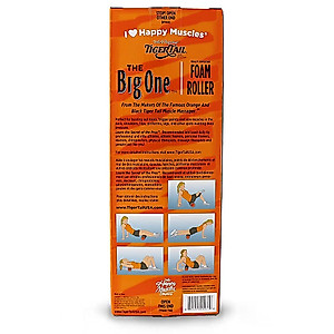 Tiger Tail Bundle: 18in Portable Massage Stick Portable Roller + The Big One Foam Roller + The Stretchy Tiger 80" Stretch/Yoga Strap + Happy Muscles Book