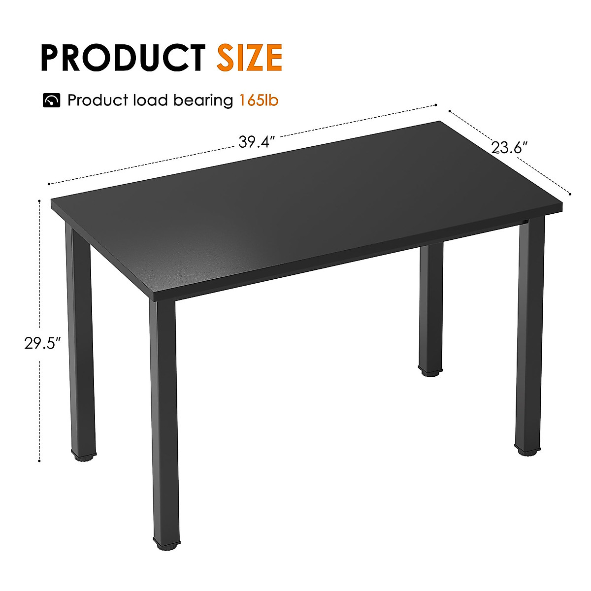 Need Small Desk, 39.4 inches Sturdy Writing Desk for Small Spaces, Small Computer Desk Teens Desk Study Table Laptop Desk Home Ofice Desk, Black Metal Frame, Black