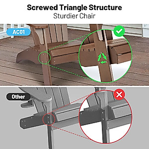 Cecarol Oversized Adirondack Chair Plastic, Outdoor Fire Pit Chair with Cup Holder, Adirondack Patio Chair Weather Resistant for Outside, Porch, Lawn, Garden- AC01, Coffee