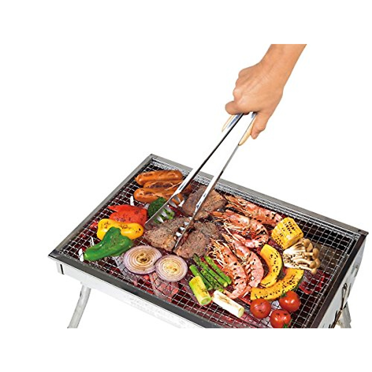 Captain Stag UG-3231 BBQ Pasta Tongs Wood Grip 13.8 inches (35 cm)