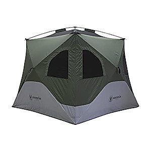 Gazelle Tents™ T4 Hub Tent, Easy 90 Second Set-Up, Waterproof, UV Resistant, Removable Floor, Ample Storage Options, 4-Person, Alpine Green, 78" x 94" x 94", GT400GR