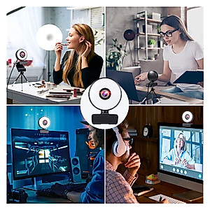 Webcam Webcam 4K Mini Web Camera for PC Computer Laptop with Microphone Auto Focus Light Video Webcam 1080P 2K Live Web Cam Accessories for Recording Calling Conferencing Gaming (1080P (with Tripod)