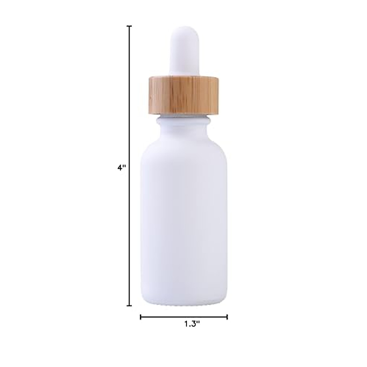 Focus Nutrition 24 Pack White Coated Boston Round Essential Oils Aromatherapy Glass Bottles Jar with Bamboo Dropper Cap, 1oz