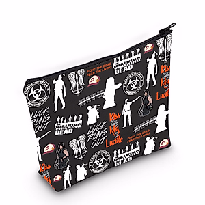 MNIGIU WD Cosmetic Bag TWD Merch TWD Fans Gift Zombie Themed Gift (Run-out Black Bag)