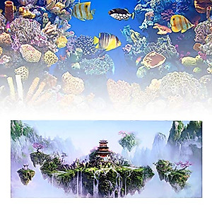 Fish Tank Background Sticker, PVC Castle Pattern Sticker Landscape Image Fish Tank Background Poster Backdrop Decoration Paper (61 * 41cm)
