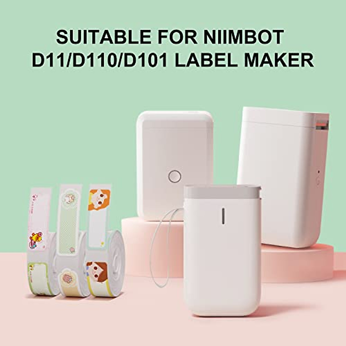 INeedIt Label Maker Tape Replacement for Niimbot D11 D110 D101 Label Printer, Adapted Label Print Paper, Thermal Sticker Paper 0.47"x 1.57" Waterproof Self Adhesive Labeling Tape(2 Rolls, Yellow)