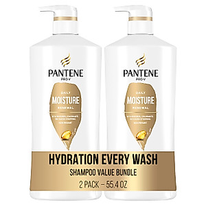 Pantene Daily Moisture Renewal Shampoo with Hair Mask Treatment, Pro-V for Dry Damaged Hair, Antioxidant-Rich, Hydrating & Nourishing, Safe for Color-Treated Hair, 27.7 Fl Oz Each, 2 Pack