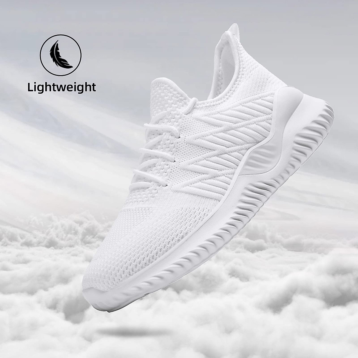 Slow Man Womens Walking Tennis Shoes Fashion Slip on Comfortable Lightweight Memory Foam Athletic Casual Sneakers for Running Gym Workout Nurse All White,8