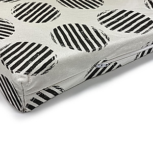 Ambesonne Black and White Bench Cushion, Abstract Classic Modern Style Geometry Pattern with Striped Rounds, Standard Size Foam Pad with Decorative Fabric Cover, 45" x 15" x 2", White and Black