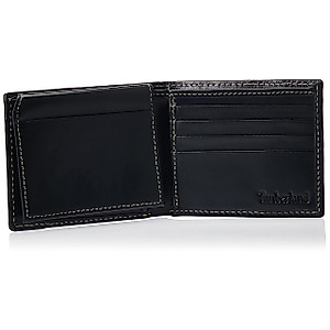 Timberland mens Leather Wallet With Attached Flip Pocket, Black (Cloudy), One Size