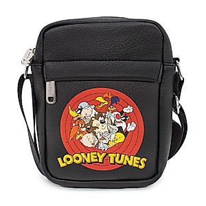 Buckle Down Looney Tunes Bag, Cross Body, with 10 Character Bullseye Logo, Vegan Leather