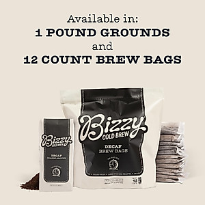 Bizzy Cold Brew Coffee | Decaf Blend | Water Process | Coarse Ground Coffee | Micro Sifted | Specialty Grade | 100% Arabica | 1 LB