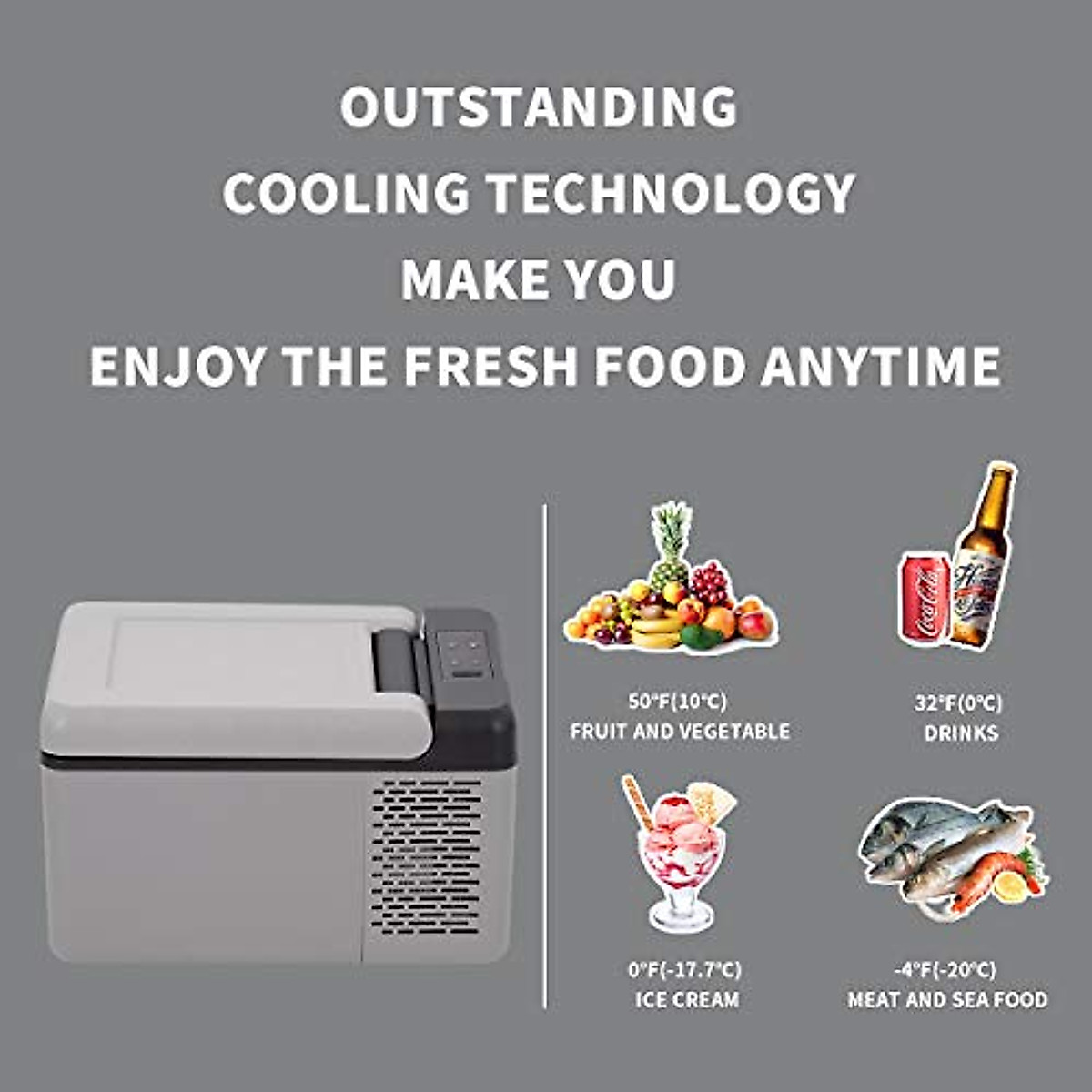 Alpicool C9 Portable Mini Freezer,12 Volt Refrigerator, 10 Quart (9 Liter) Fast Cooling 12V Car Fridge -4℉~68℉, Car Cooler, 12/24V DC and 100-240V AC for Outdoor, Camping, RV, Truck, Boat