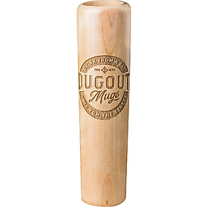 DUGOUT MUGS: Baseball Bat Drinking Mug with Engraving - 12 oz. (3x3x10 inches) - Double Sealed, Solid Wood - For Hot and Cold Drinks - Proudly Made in the USA