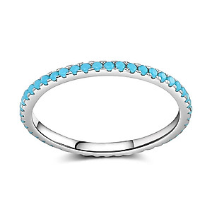 Dtja Turquoise Stackable Ring for Women Girls Boho Blue Stone Stacking Statement Knuckle Band Rings Comfort Fit Simple Retro Wedding Promise Christmas Birthday Jewelry Gift (9)