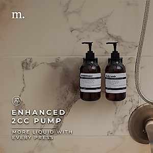 MaisoNovo Shampoo and Conditioner Dispenser with Wall Mounts - 4 Pack Mixed Scent Foaming Hand Soap Tablets + 1 Black Glass Dispenser