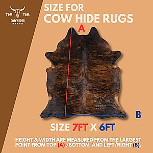 Tomtom Cowhides Brindle Dark Cowhide Rug 100% Natural Leather Rugs 7' x '6