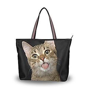 My Daily Women Tote Shoulder Bag Funny Happy Cat Handbag Medium