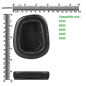 Geekria Elite Sheepskin Replacement Ear Pads for Logitech G533, G633, G635, G933, G935 Headphones Ear Cushions, Headset Earpads, Ear Cups Cover Repair Parts (Black)