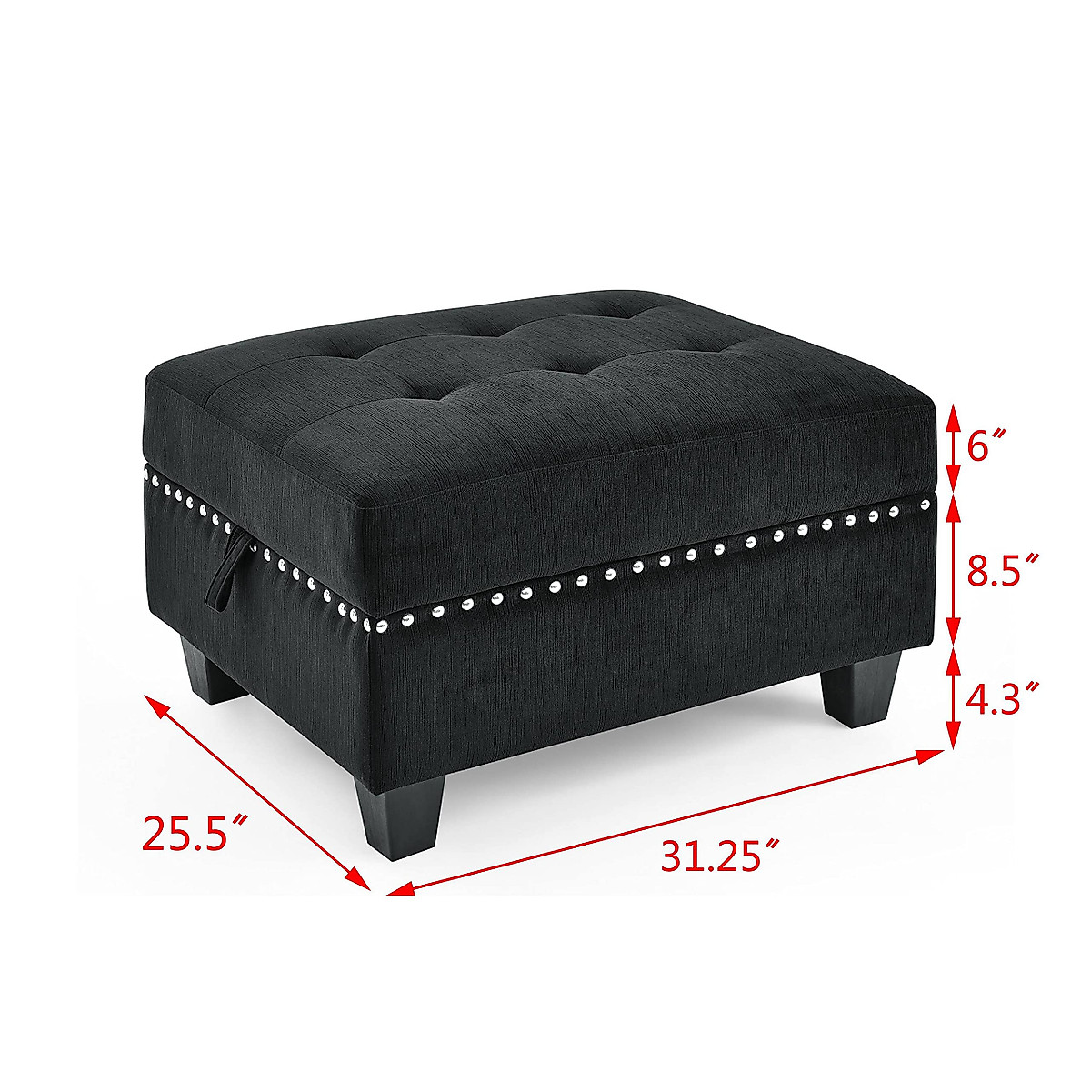 Prohon, Includes Three Two Oversized Sectional Sofa L-Shape Modular Couch with 3 Single Chair, 2 Corner and 2 Ottoman, DIY Combination Convertible Sleeper for Living Room/Bedroom/Office, Black