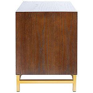 SAFAVIEH NST6401B, 23" W x 16" L x 21.5" H, Walnut/Brass