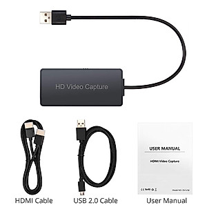 CAMWAY HD Video Capture USB 2.0 HDMI Video Game Capture Card,4k HDMI to USB 2.0 HD Live Capture Game Video Recording Box Support 2Output Capture for Windows Linux Mac OS YouTube OBS Twitch