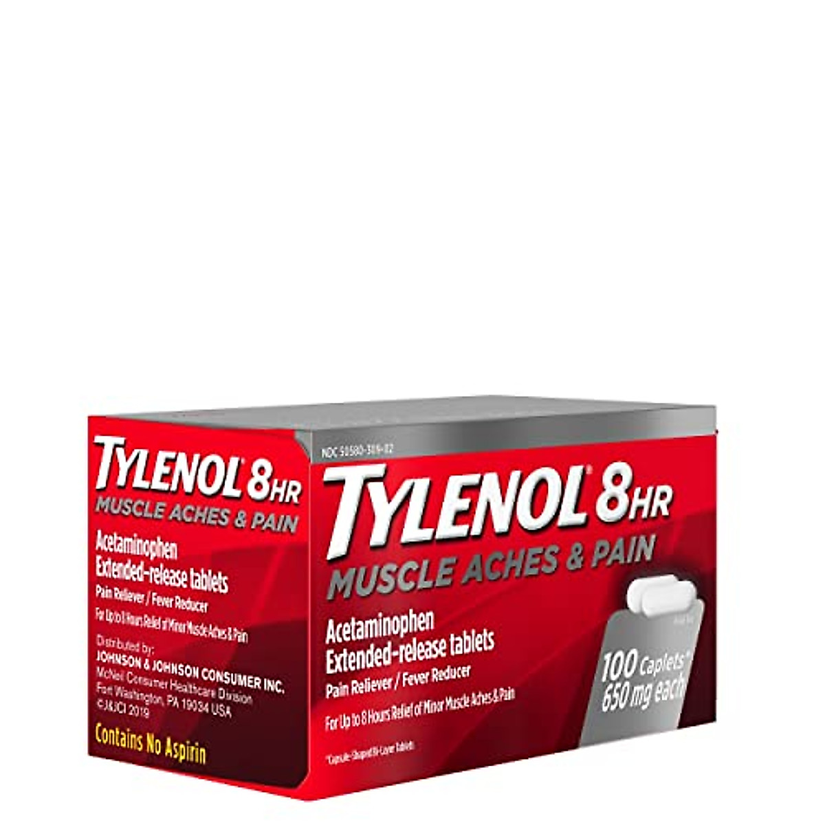Tylenol 8 Hour Muscle Aches & Pain Acetaminophen Tablets for Muscle & Back Pain, 100 Count