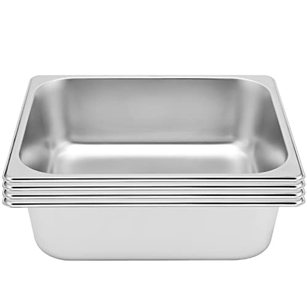 JAPCHET 4 Pack Stainless Steel Steam Pan 1/2 Size, Anti-Jam Steam Table Pan, Hotel Pans Half Size Restaurant Buffet Trays for Catering, 4 Inch Deep